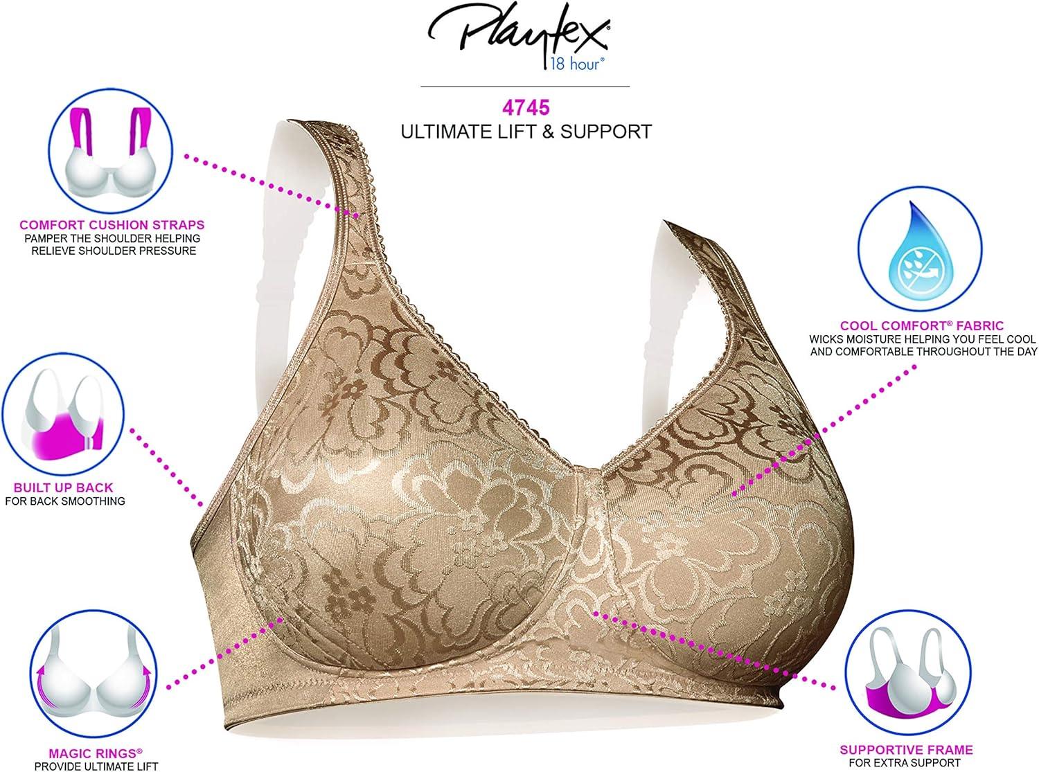 PLAYTEX womens Wireless Bra, 18 Hour Plus-size Bras Available, Ultimate ...
